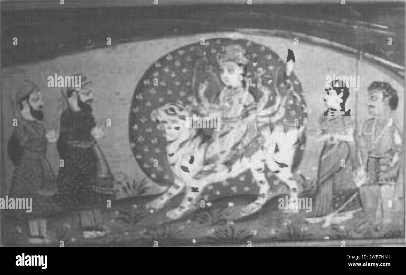 'The Goddess Durga Riding a Tiger, with Worshippers and Attendants', a ...