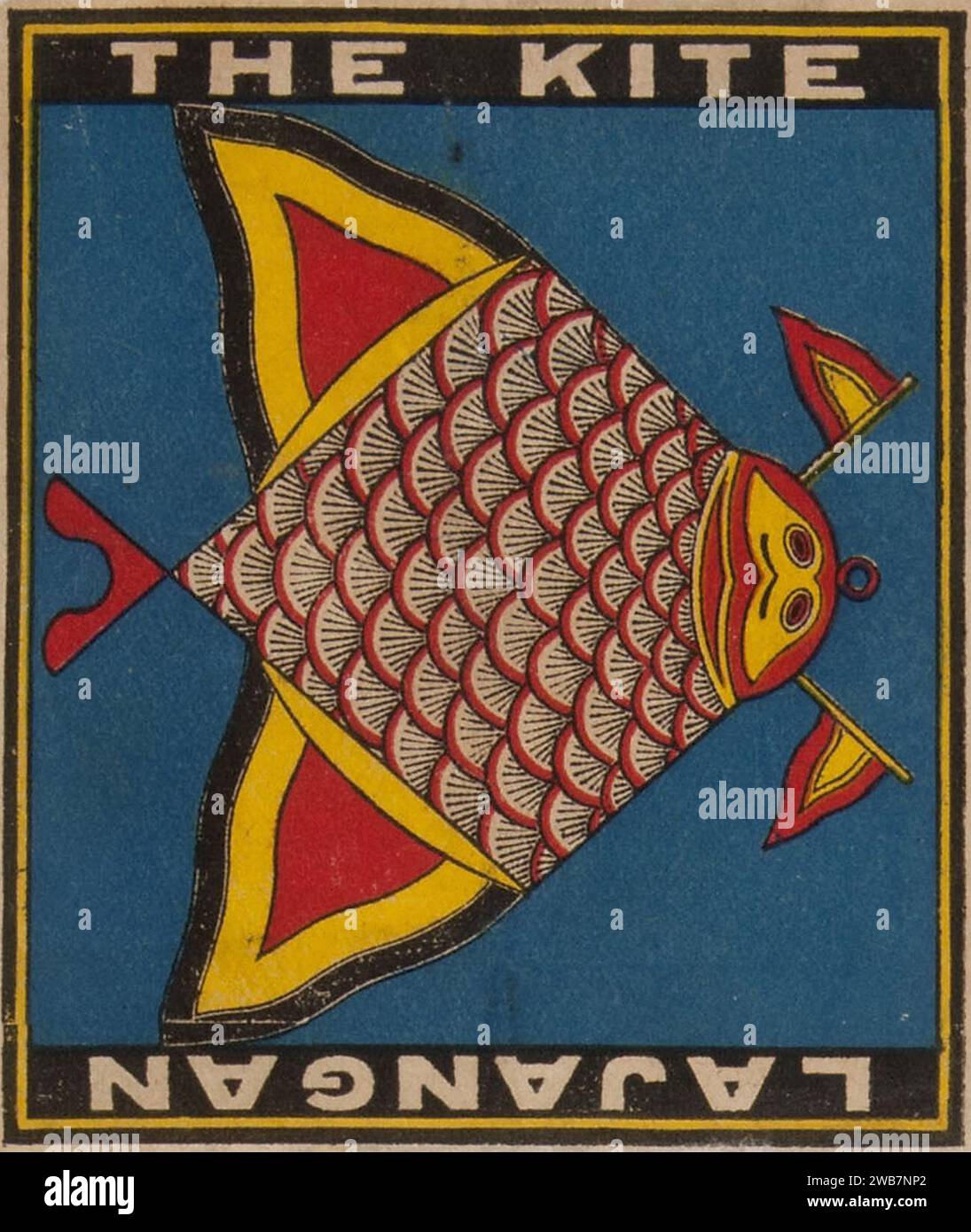 ''The Kite'' ''Lajangan'' matchbox label kite art - from, Collectie ...