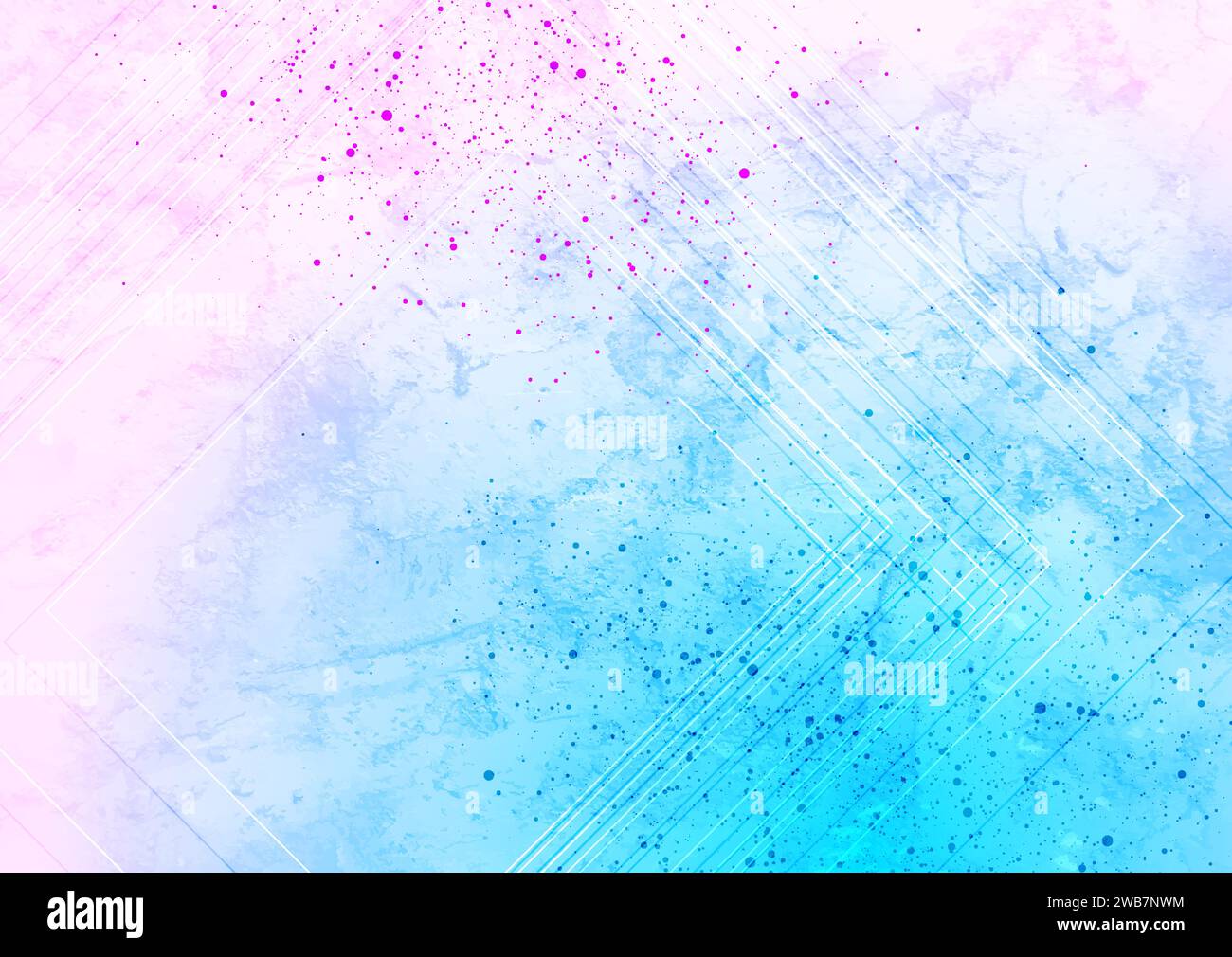 Blue pink grunge minimalistic background with lines and dots. Abstract ...