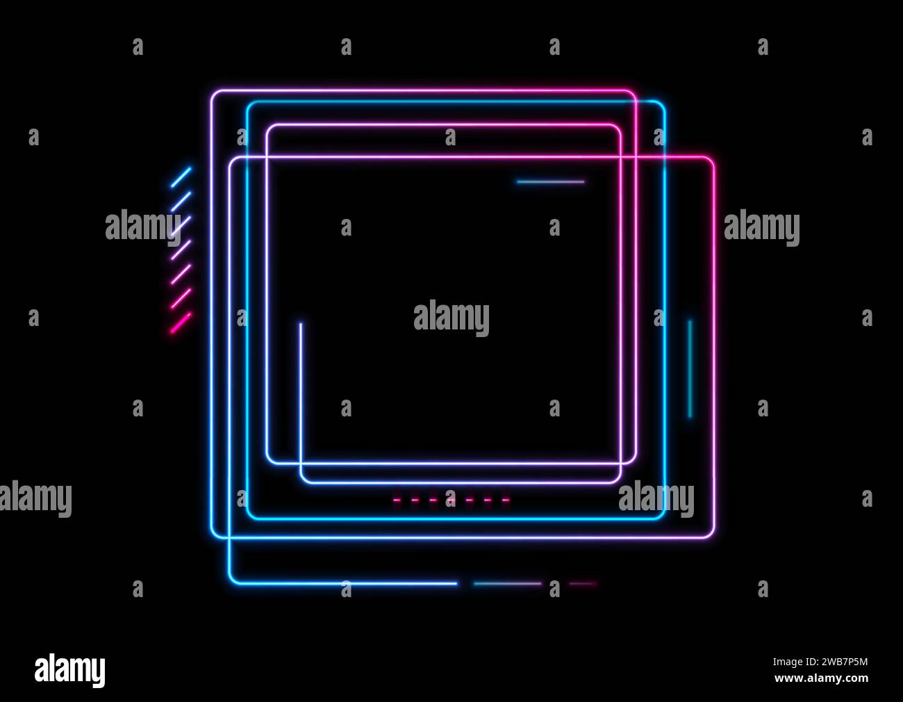 Bright blue purple neon square frame abstract background. Vector ...