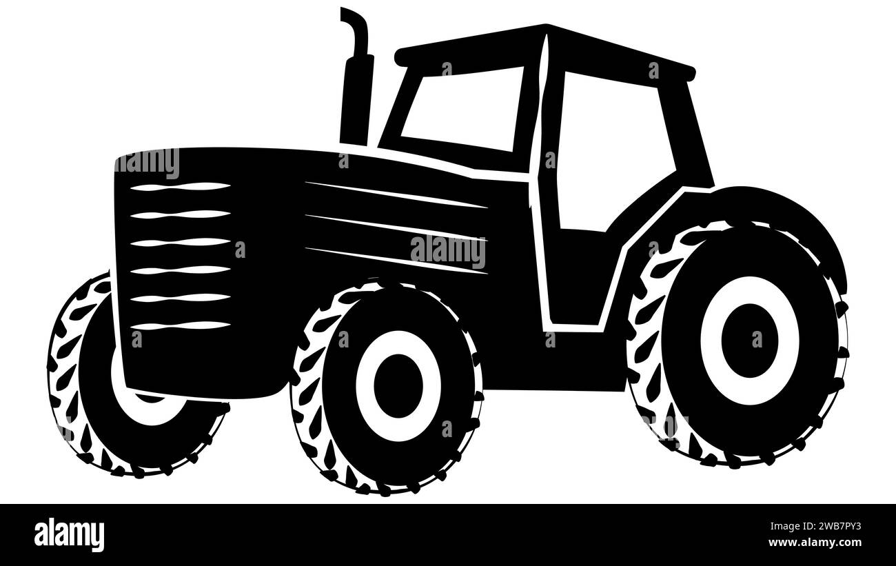 Tractor silhouettes isolated on white background. Vector clipart Stock ...