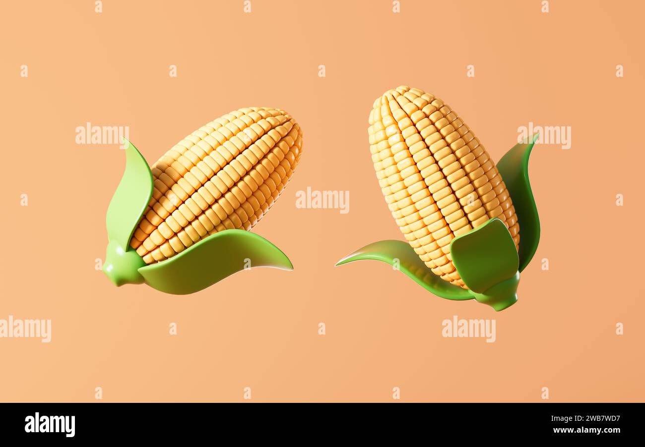 Cartoon corn model, 3d rendering. 3d illustration Stock Photo - Alamy