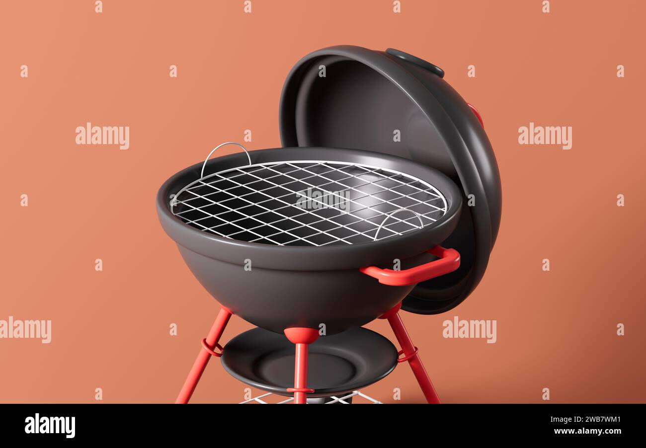 Cartoon barbeque grill, charbroiler, 3d rendering. 3d illustration ...
