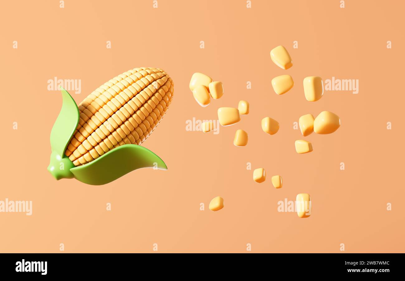 Cartoon corn model, 3d rendering. 3d illustration Stock Photo - Alamy