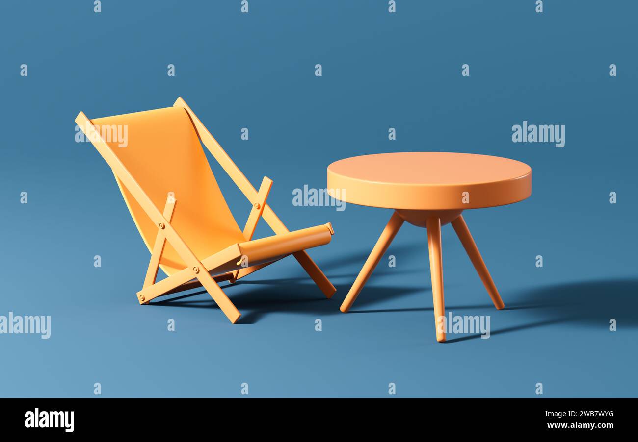 Cartoon folding chair and table , 3d rendering. 3d illustration Stock ...