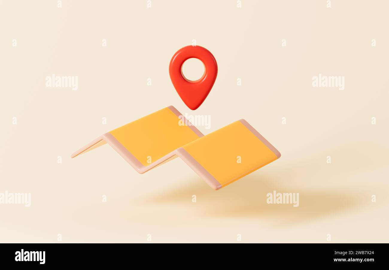 Cartoon map and location, 3d rendering. 3d illustration Stock Photo - Alamy