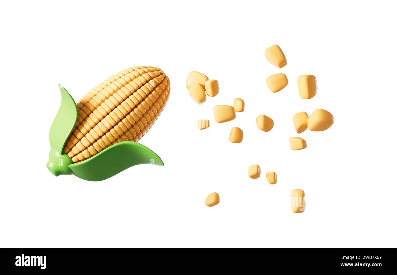 Cartoon corn model, 3d rendering. 3d illustration Stock Photo - Alamy