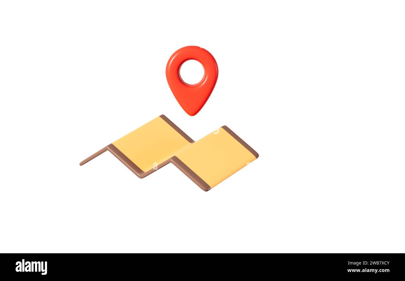 Cartoon map and location, 3d rendering. 3d illustration Stock Photo - Alamy