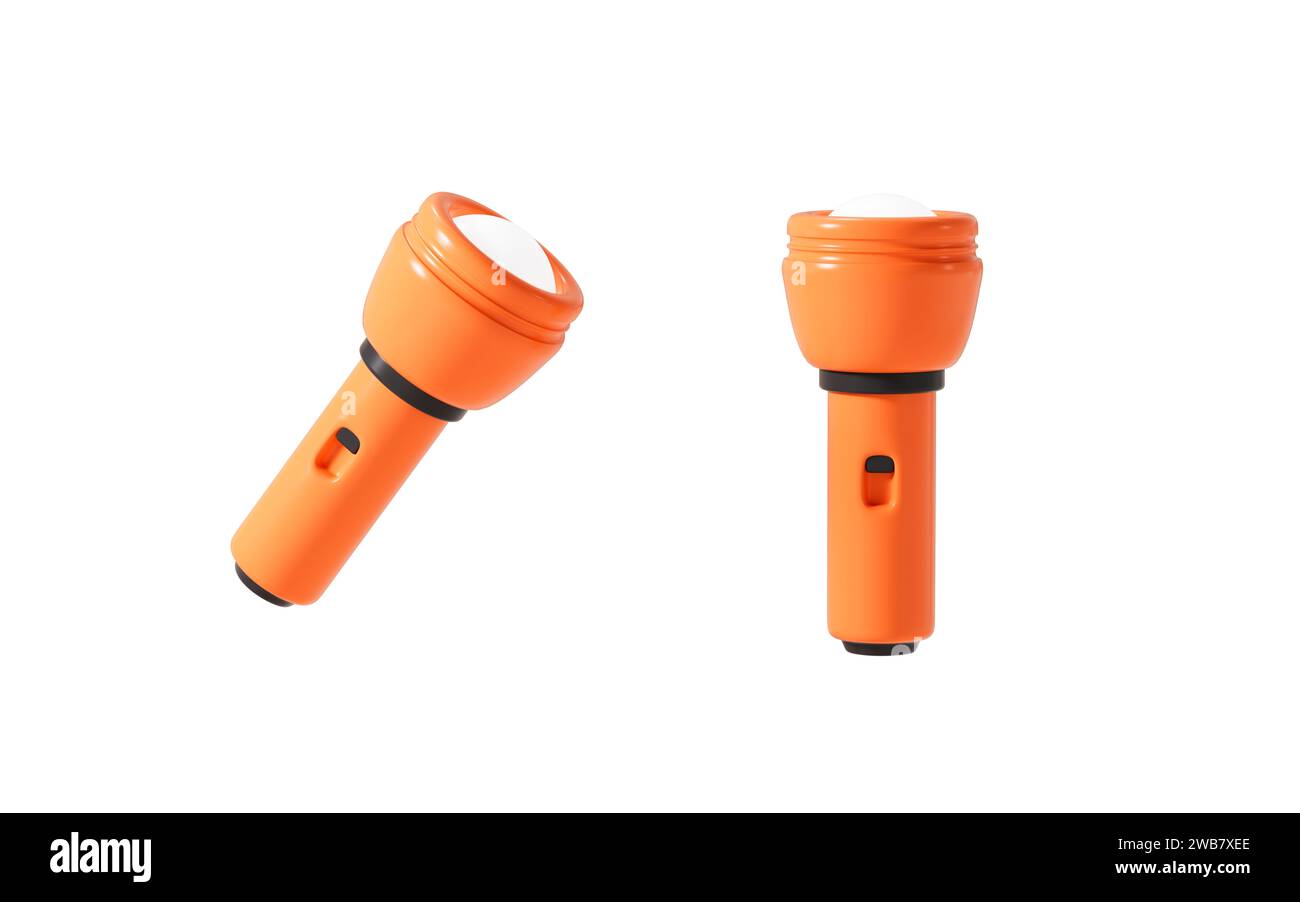 Cartoon orange flashlight model, 3d rendering. 3d illustration Stock ...