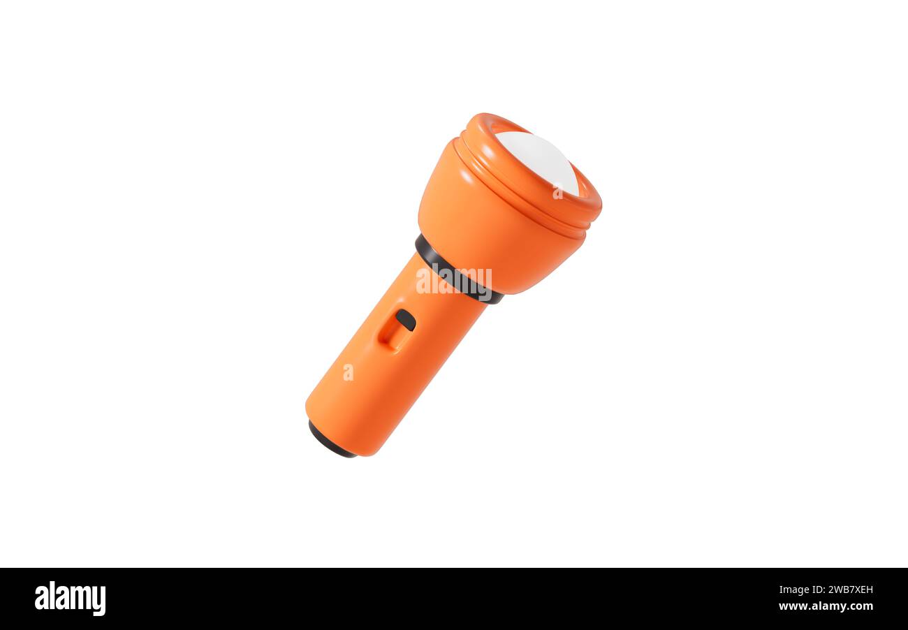Cartoon orange flashlight model, 3d rendering. 3d illustration Stock ...