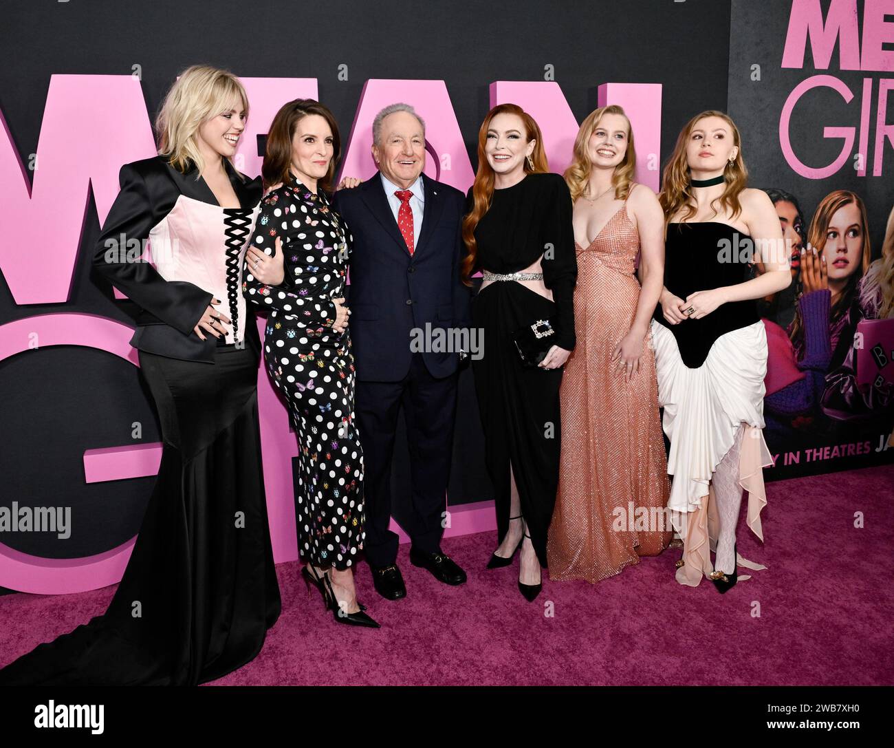 Reneé Rapp, left, Lorne Michaels, Tina Fey, Lindsay Lohan, Angourie ...