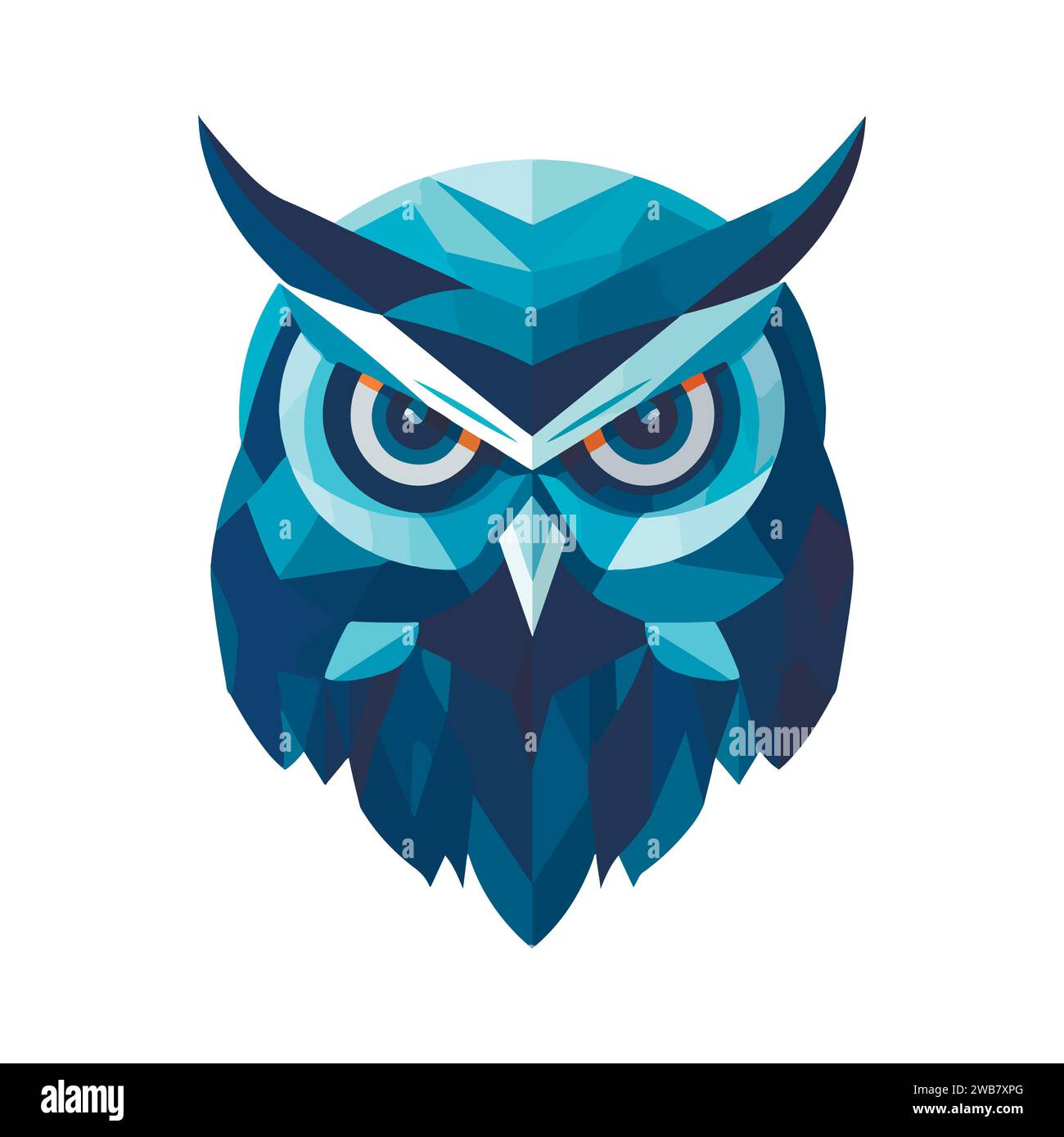 Modern abstract vector illustration of owl with blue undertone Stock ...