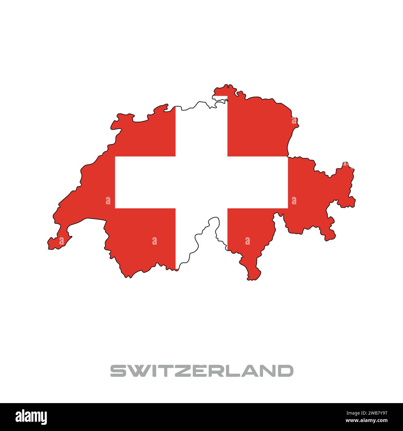 Vector illustration of the flag of Switzerland with black contours on a ...