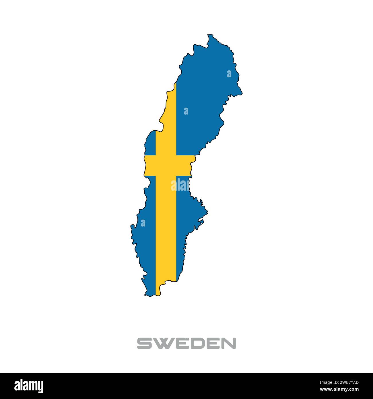 Vector illustration of the flag of Sweden with black contours on a ...
