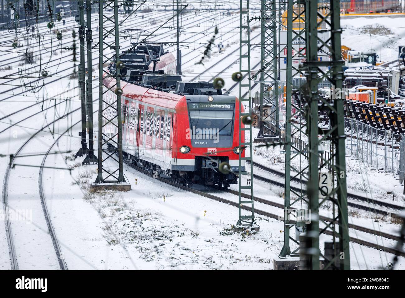 Munich, Germany. 08th Jan, 2024. An S-Bahn train travels along the ...