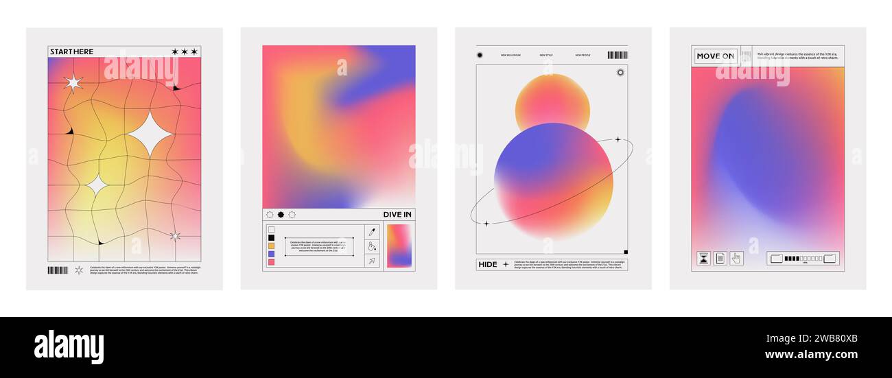 Retro poster or cover template in y2k aesthetic style with fluid color ...