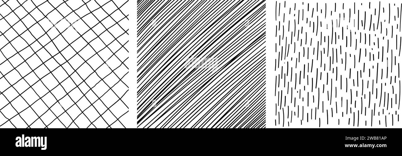 Set of textures with different hand drawn squares patterns. Pencil ...