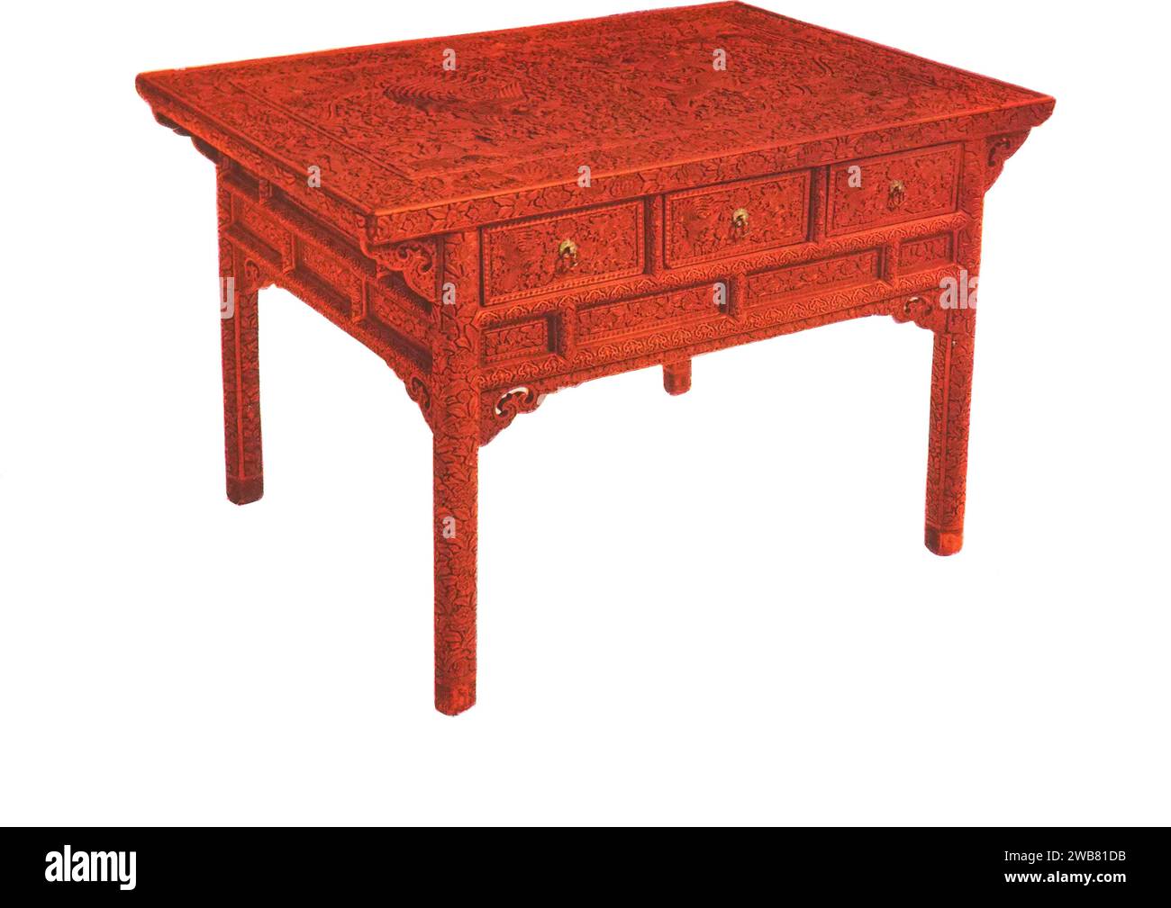 Imperial table for a marriage ceremony. Carved red lacquer cut through ...