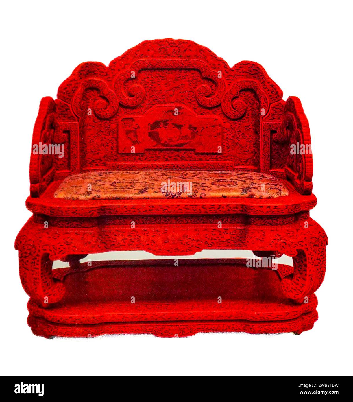 Throne of the Emperor Ch’ien Lung. Carved red lacquer cut through inner ...