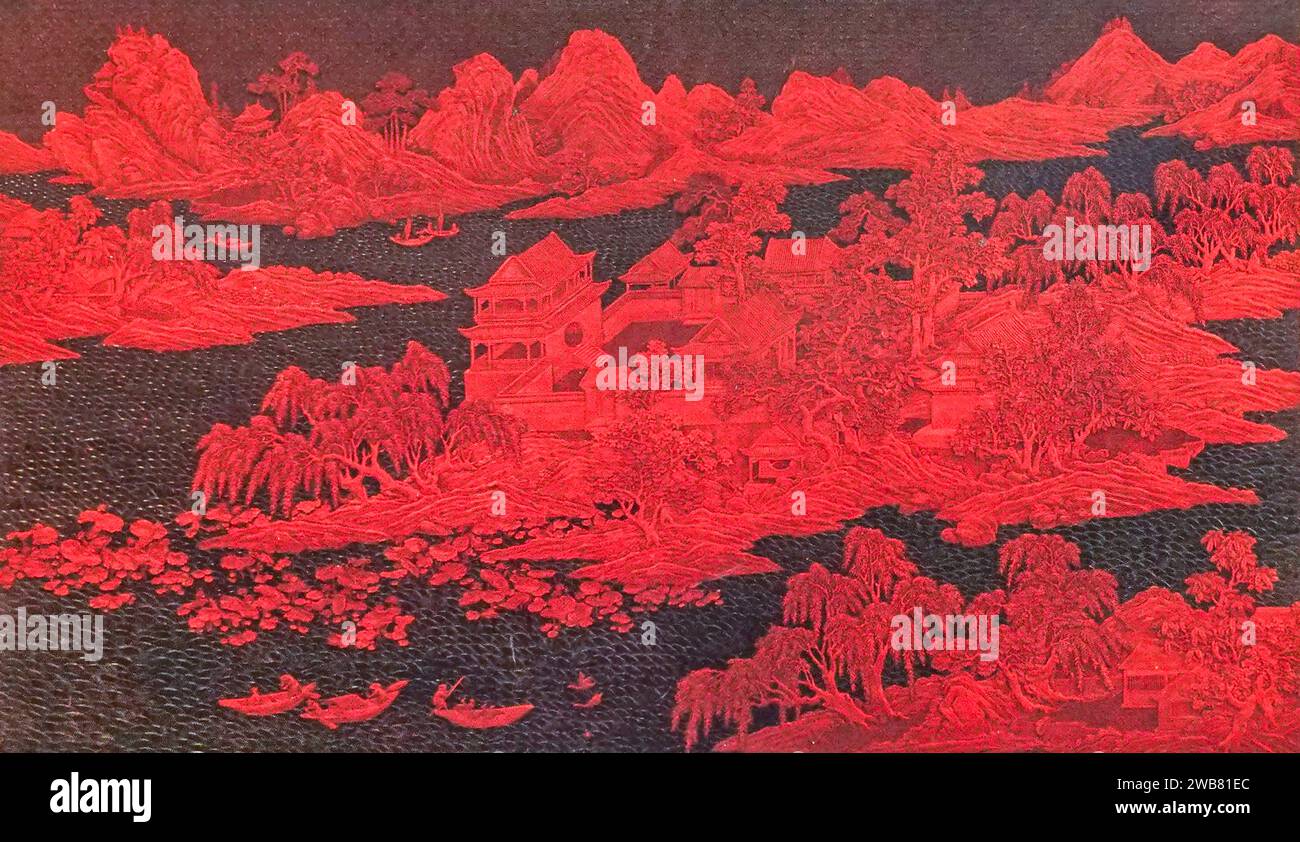 Panel in carved lacquer. Ch’ing dynasty (Ch’ien Lung). from Chinese art ...
