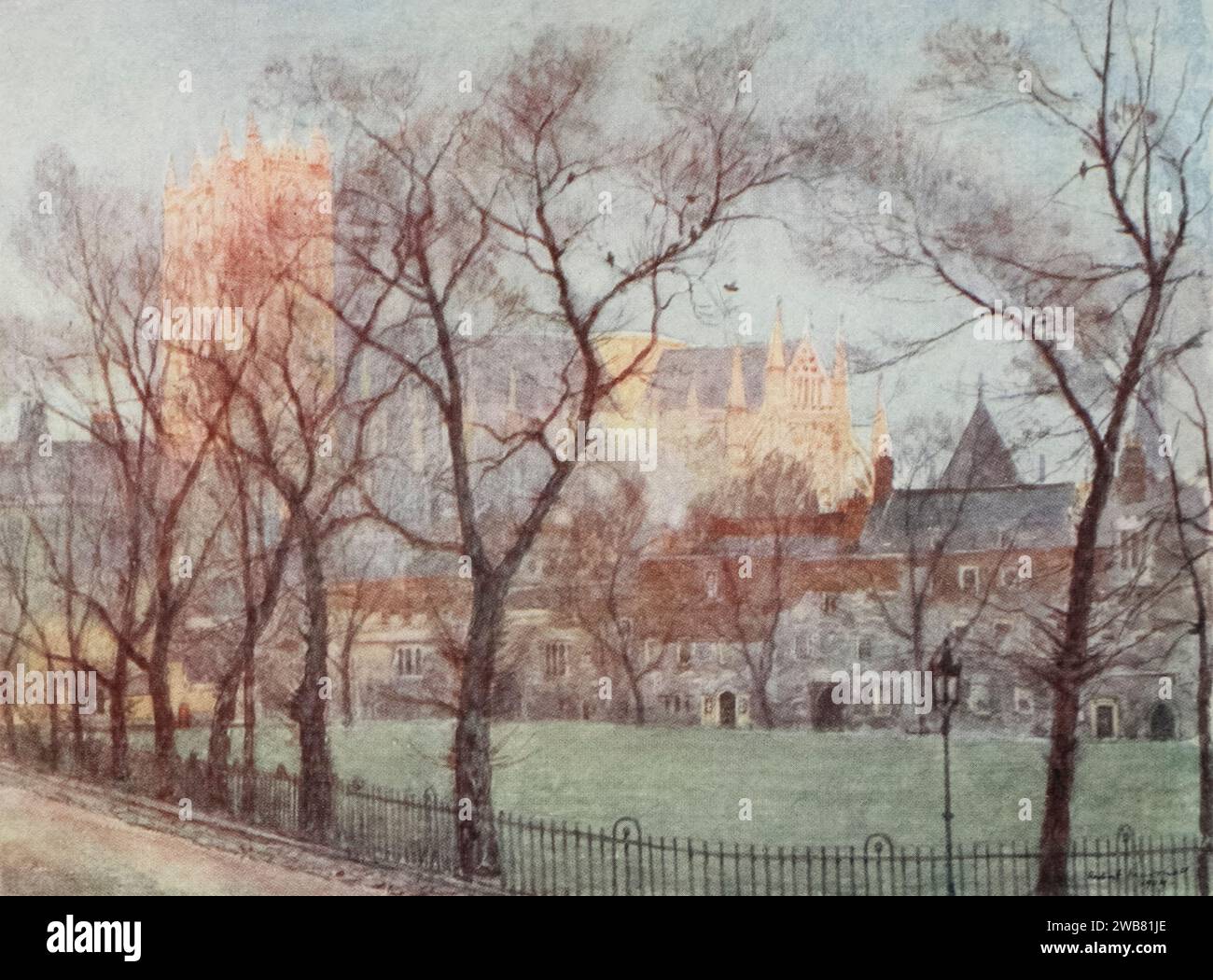 Dean's Yard, Westminster painting by Herbert Marshall, 1905 Herbert ...