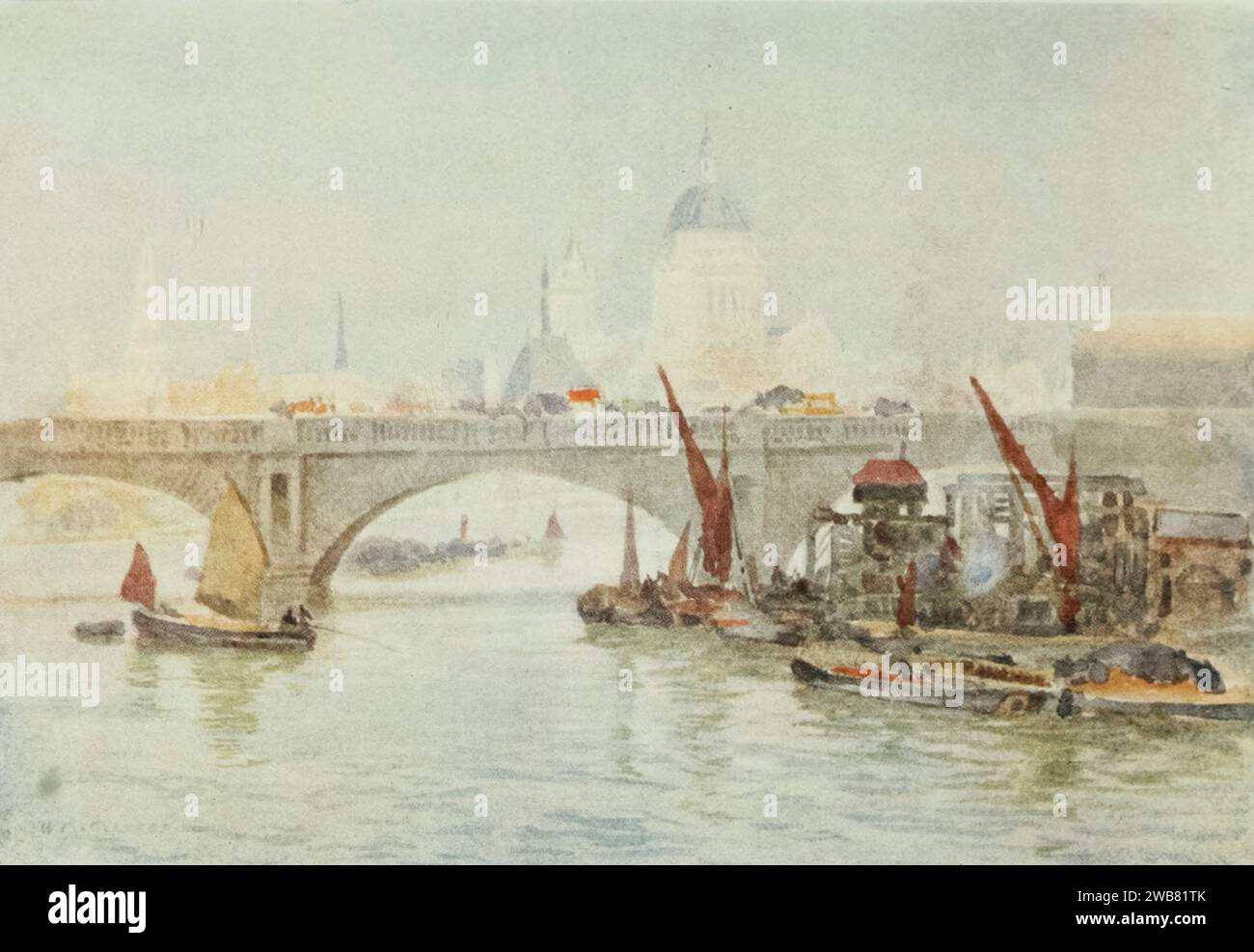 South End of Waterloo Bridge painting by Herbert Marshall, 1905 Herbert ...