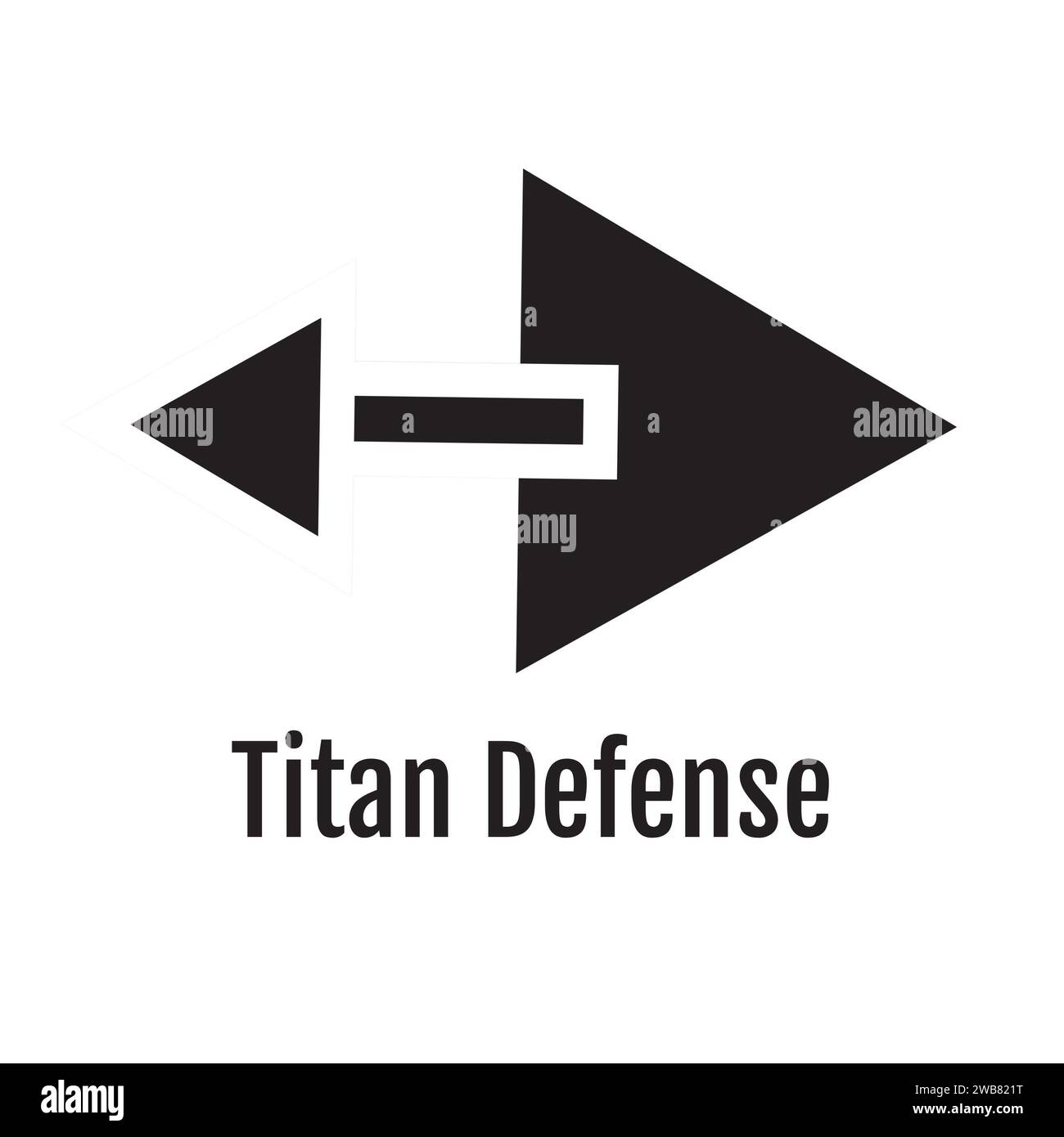 Titan defense text in black with black triangles and dash logo on white ...