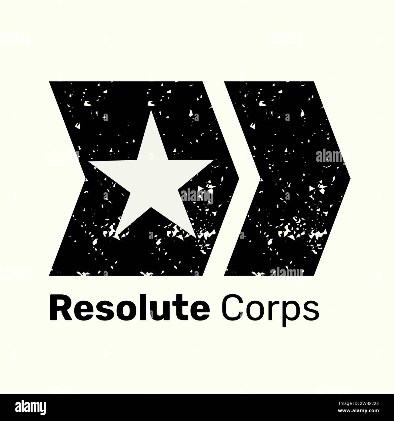 Resolute corps text in black with distressed black chevrons and cut out ...