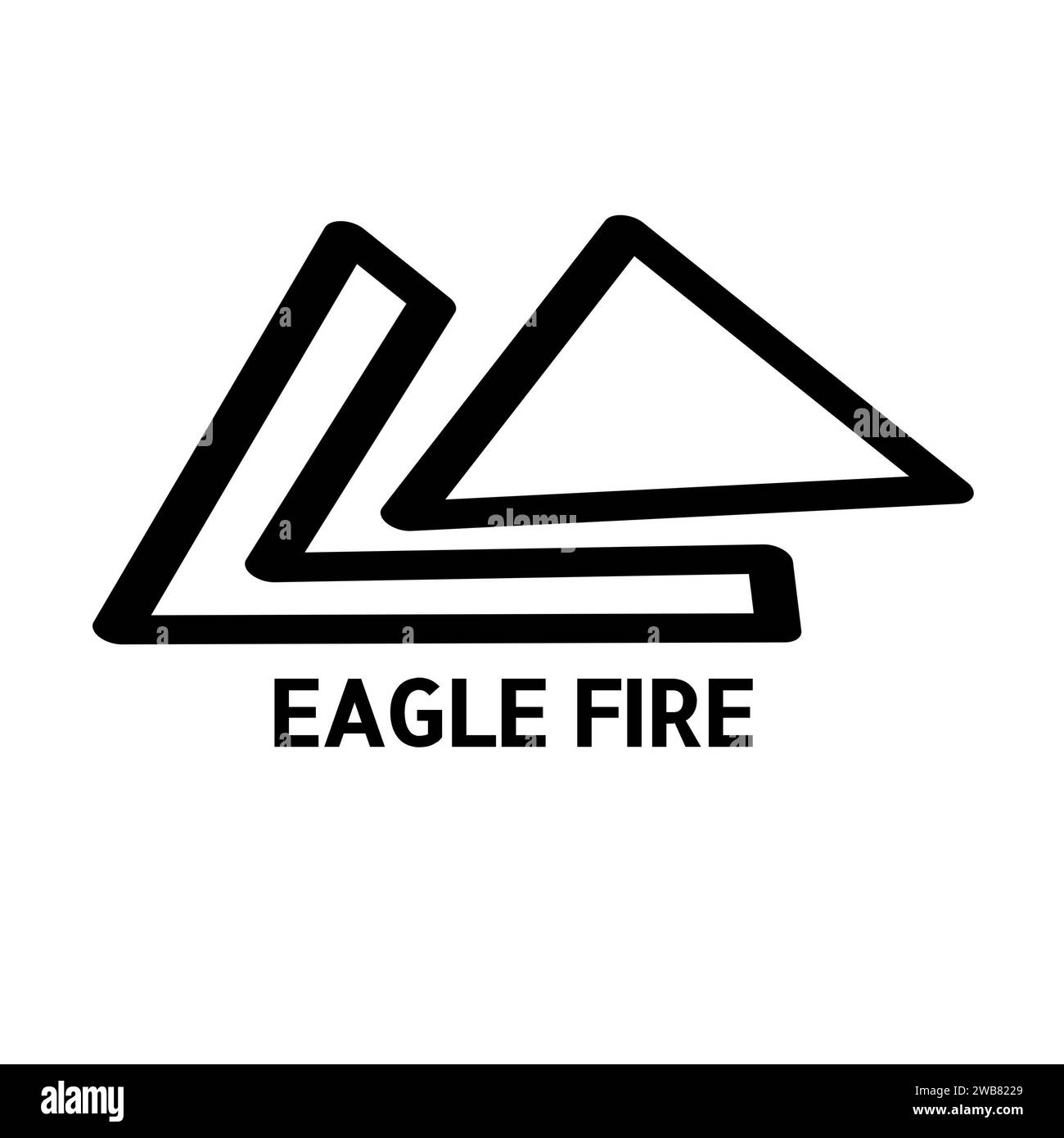 Eagle fire text in black with chevron and triangle outline logo on ... Eagle fire text in black with chevron and triangle outline logo on ...