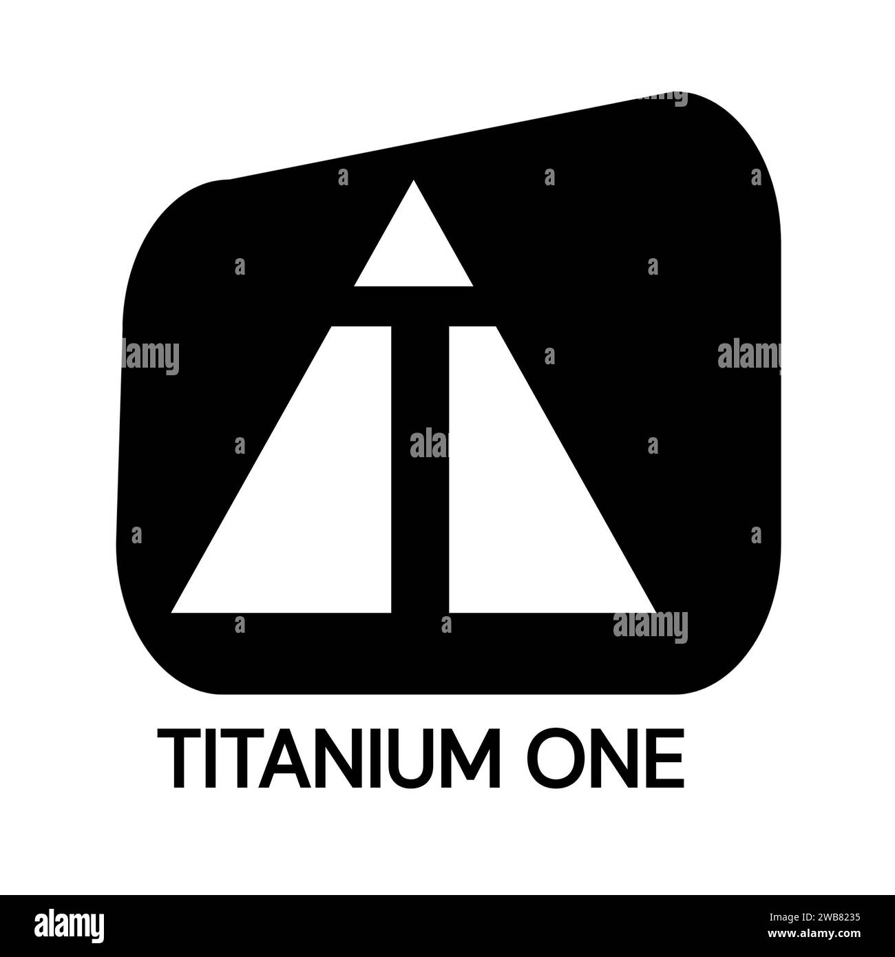 Titanium one text in black with black t letter on white triangle in ...