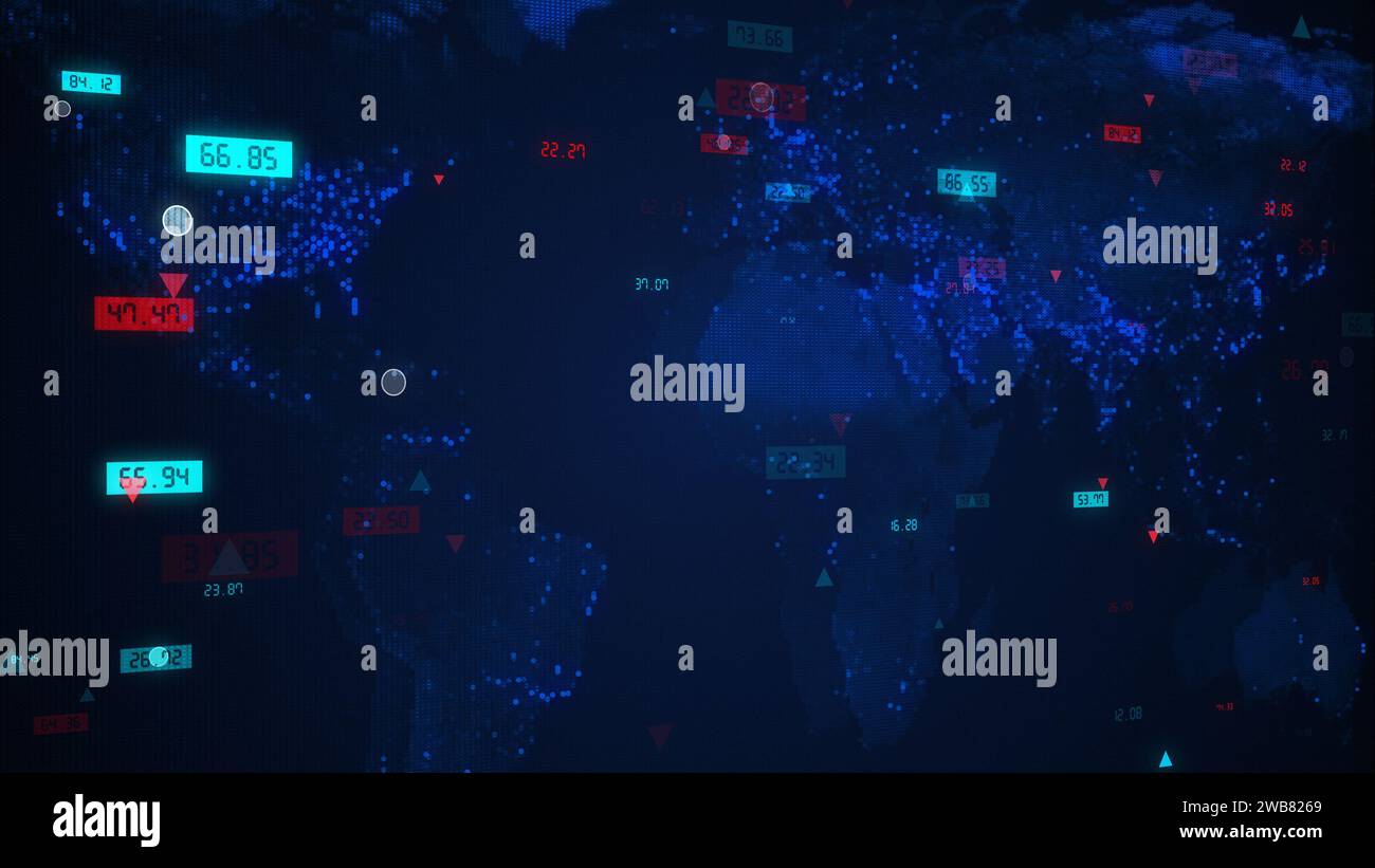 Digital world map with digital indicators Stock Photo - Alamy