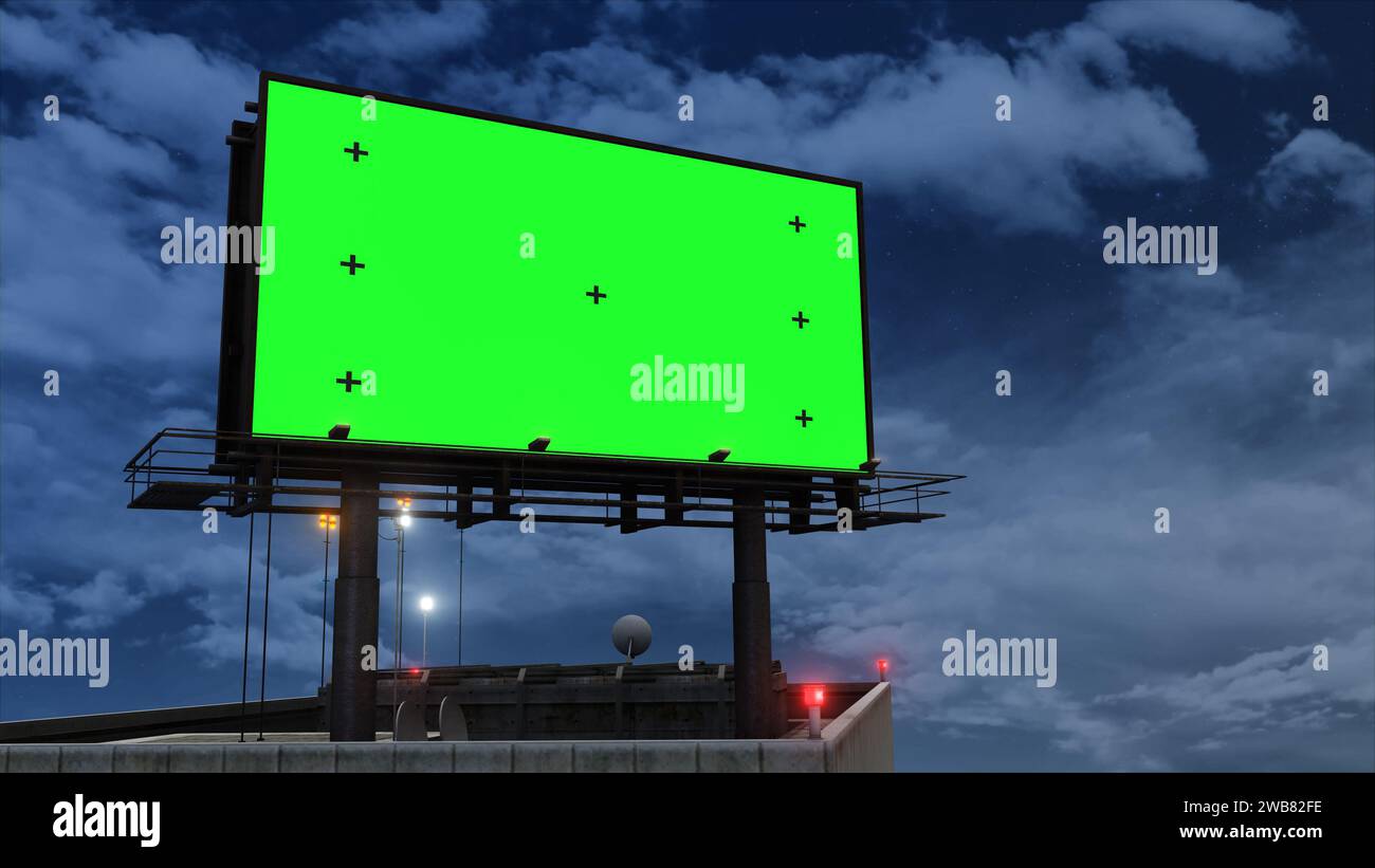 A day-to-night timelapse with a green screen billboard Stock Photo - Alamy