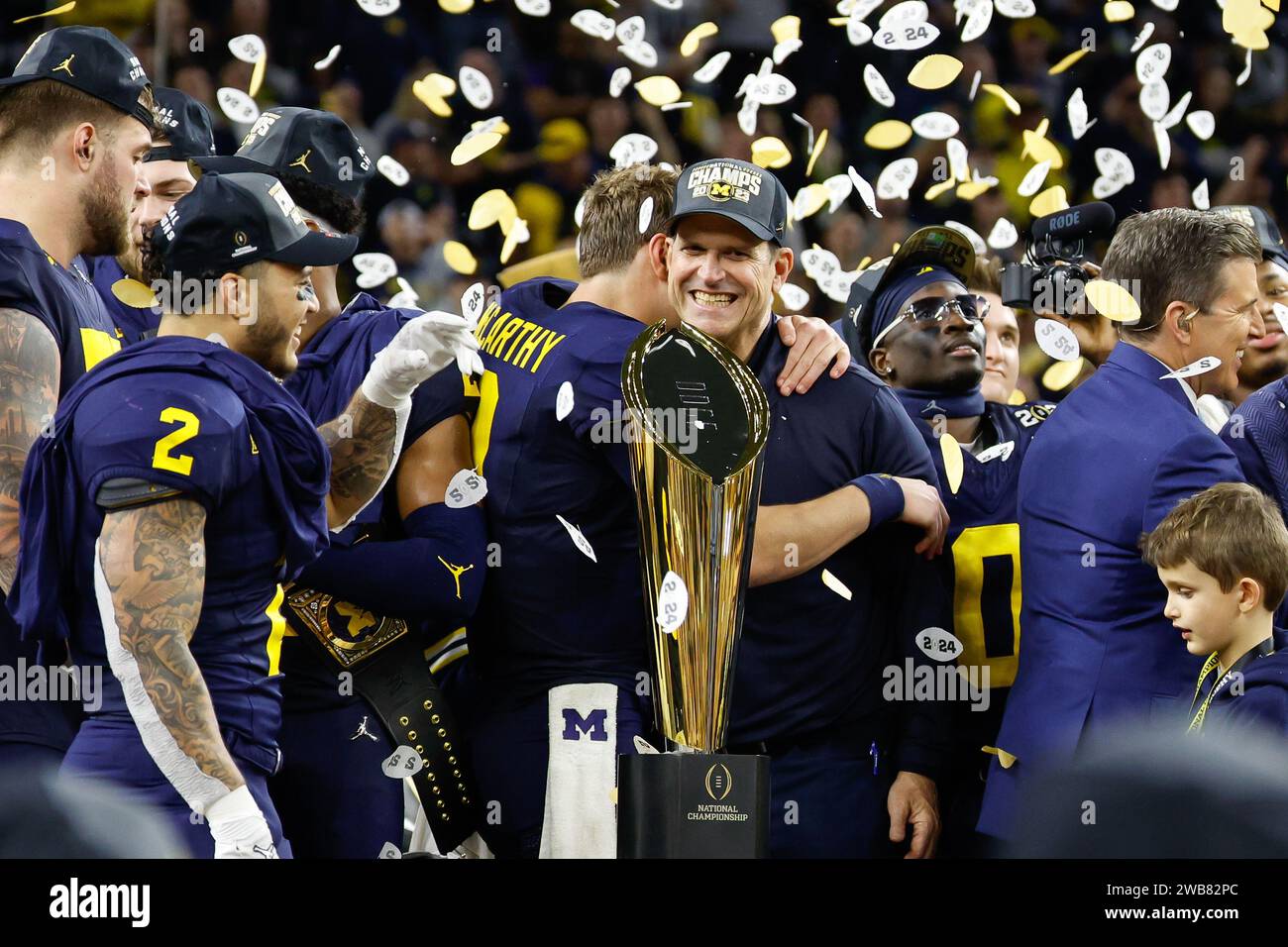 January 8, 2024: Michigan Wolverines head coach Jim Harbaugh and quarterback J.J. McCarthy (9 ...