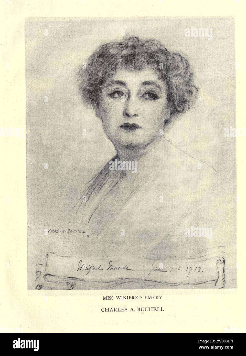 Portrait of Miss Winifred Emery by Charles A. Buchel from A Tribute to ...