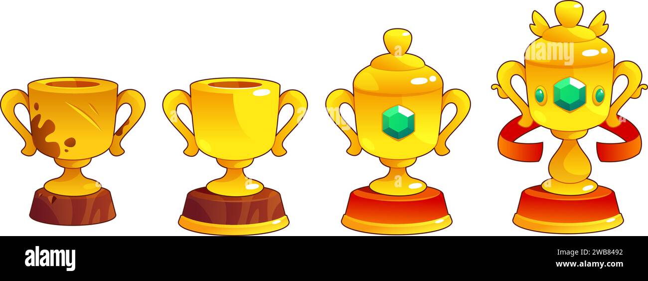 Set of game winner rank cups isolated on white background. Vector ...