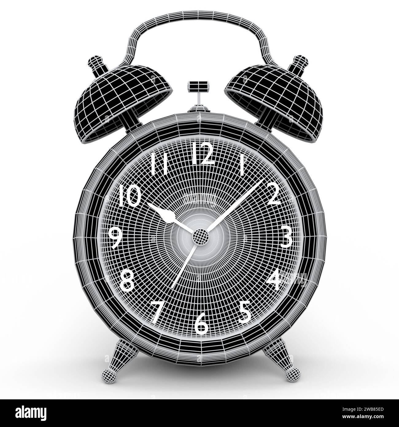 Vintage alarm clock on white background. 3d render concept of layers of ...