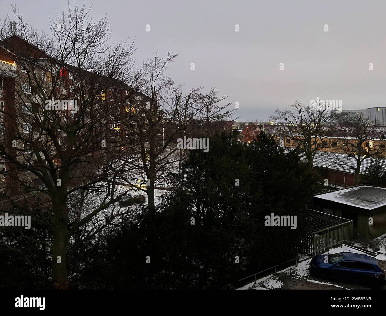 Kastrup/Copenhagen, Denmark/09 January 2024/ Grey and snow weather in ...