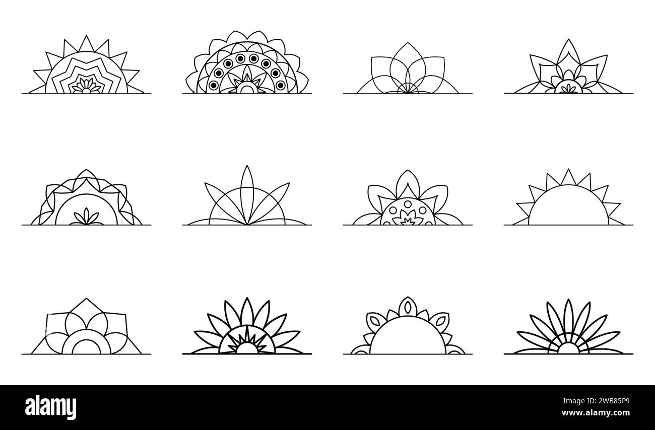 Geometric Mandala set Flower yoga symbol logo icon Stock Vector Image ...