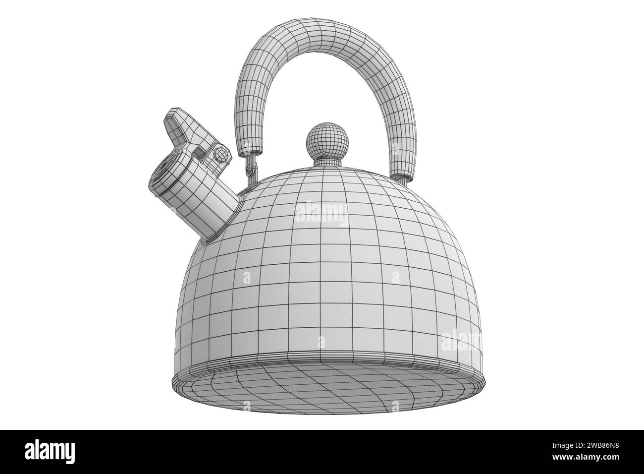 Stovetop kettle with whistle isolated on white background. 3d render ...