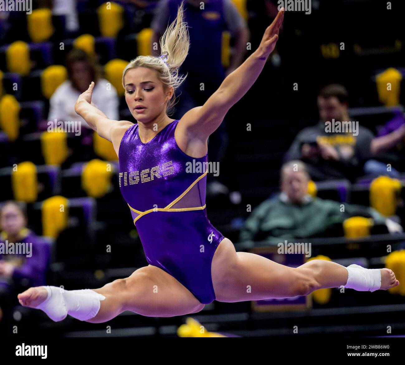 LSU senior Olivia Dunne performs a floor routine during an NCAA ...