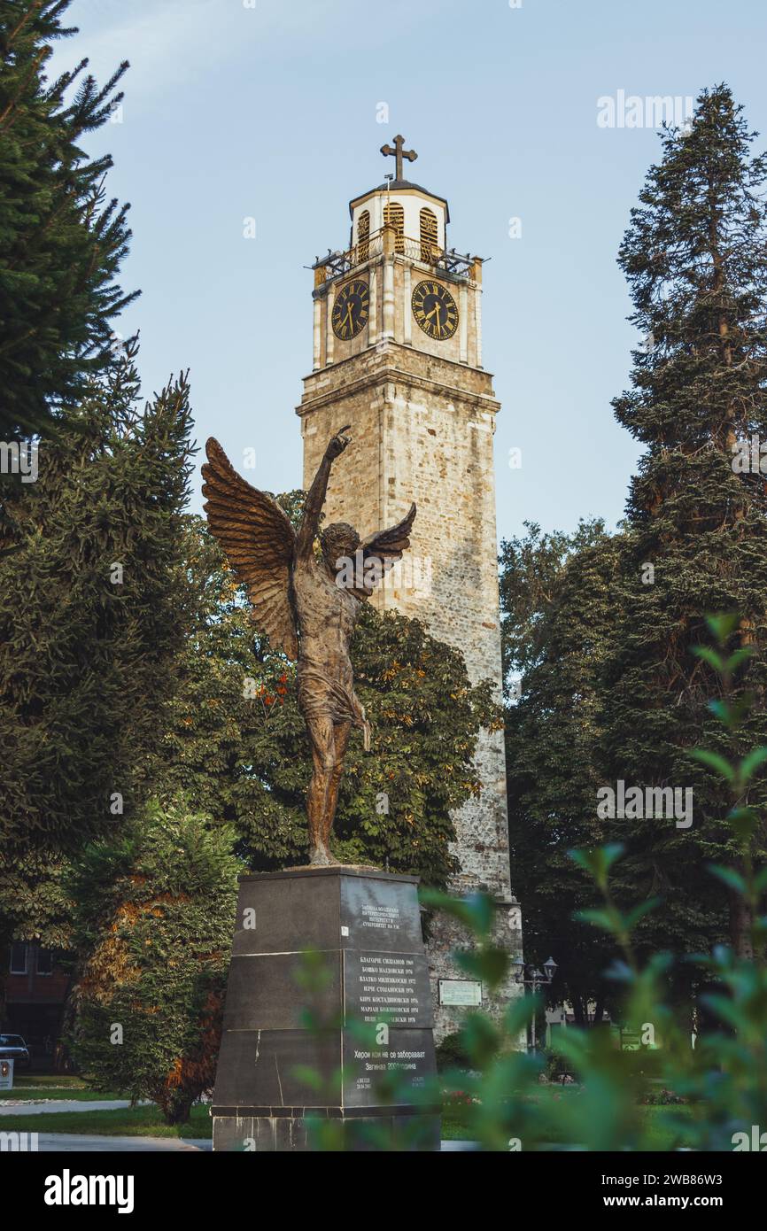 The Ottoman-era Clock Tower in the city of Bitola in North Macedonia ...