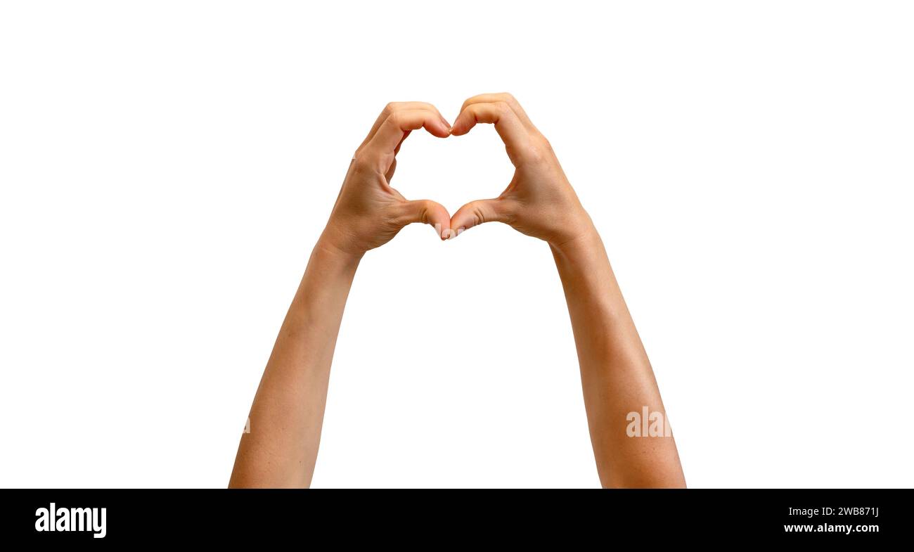 Isolated hand heart gesture. Females fingers gesturing heart Stock ...