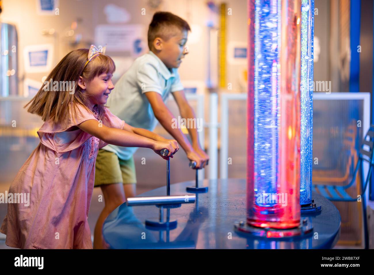 Kids playing in science museum Stock Photo - Alamy