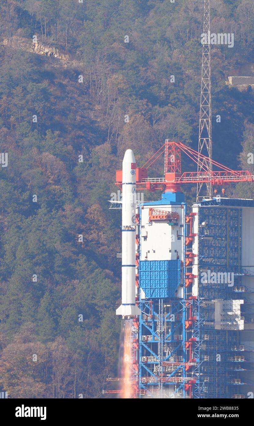 Xichang, China. 09th Jan, 2024. A Long March-2C carrier rocket carrying ...