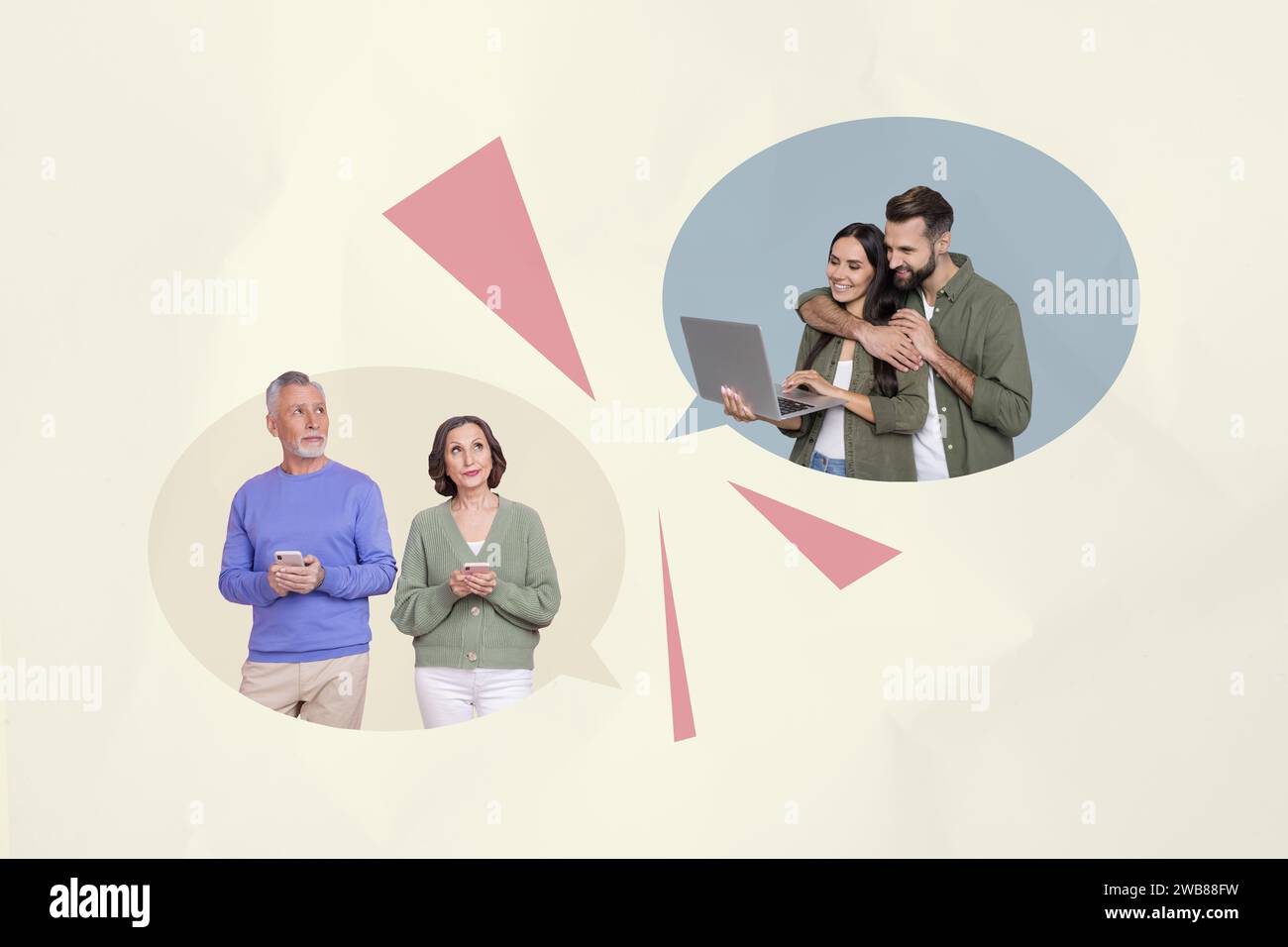 Creative photo collage image online internet remote communication ...