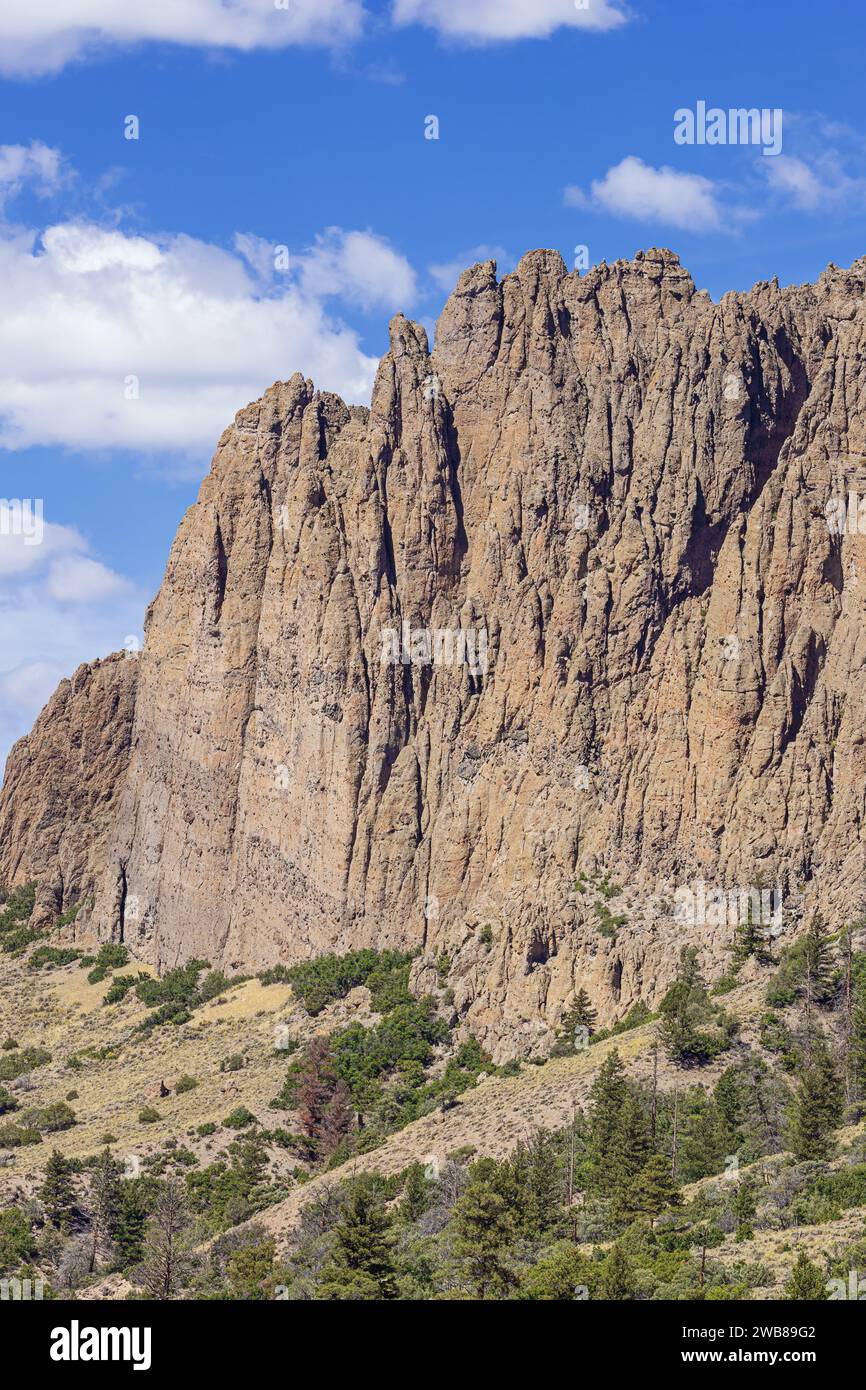 The massive wall of the Dillon Pinnacles in the Curecanti National ...