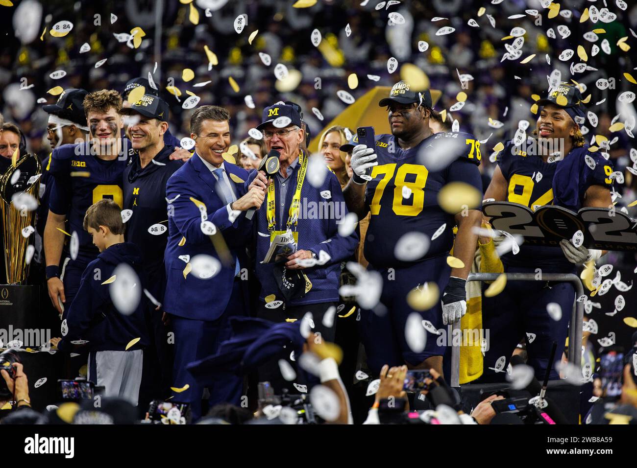 USA. 08th Jan, 2024. January 08, 2024: Jack Harbaugh asks 'Who's got it ...