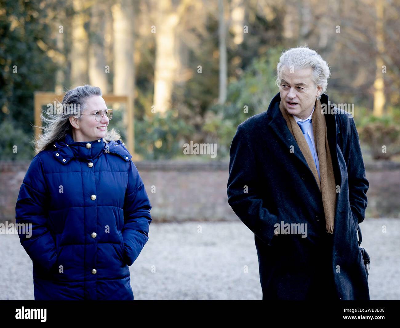 HILVERSUM - Fleur Agema (PVV) and Geert Wilders (PVV) arrive for a ...