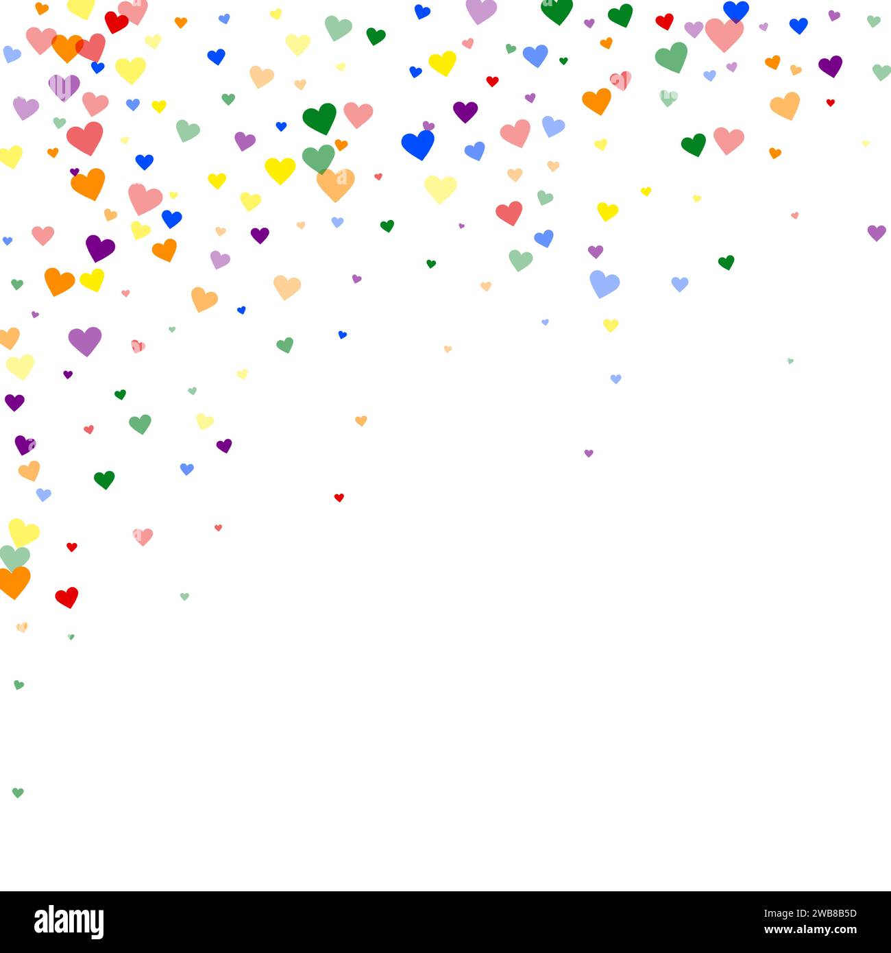 Flying hearts for valentine's day. Rainbow colored scattered hearts ...