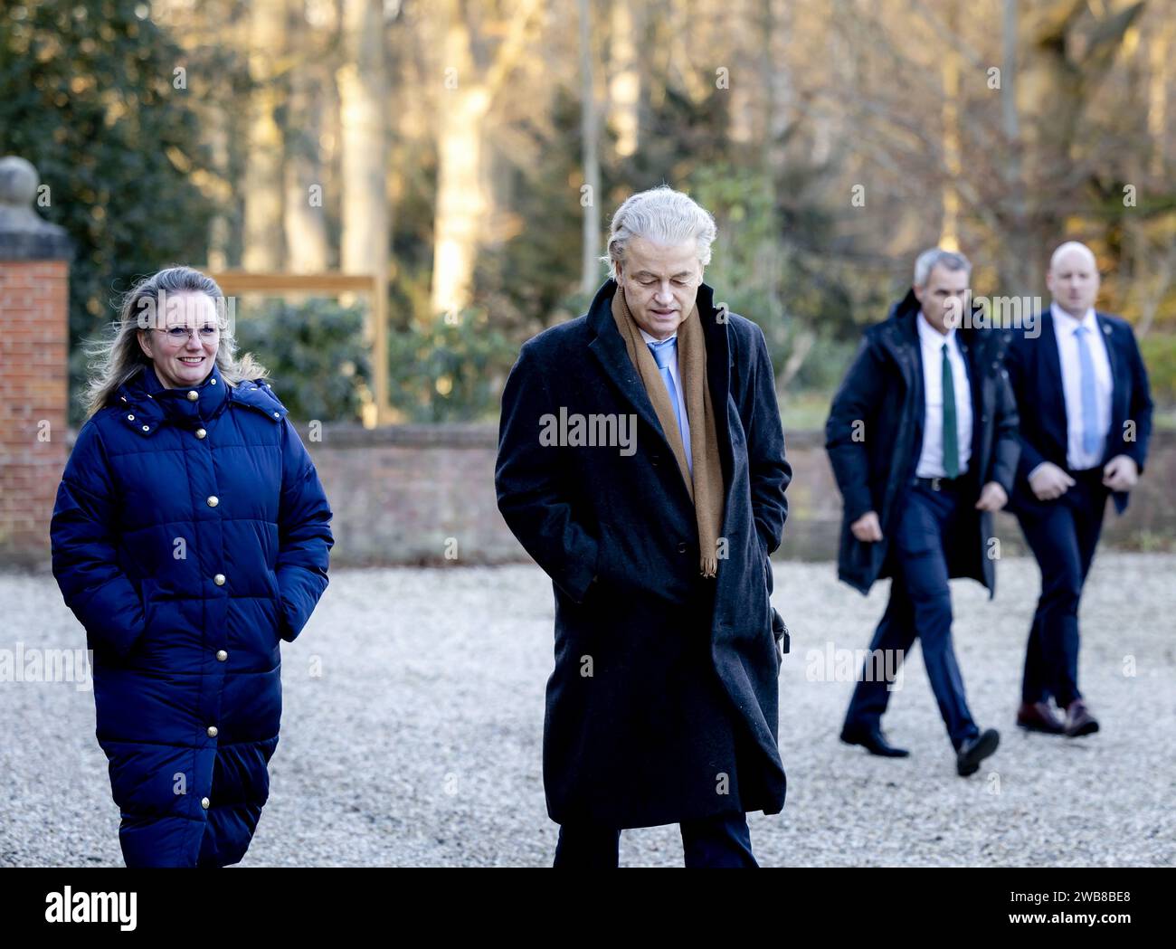 HILVERSUM - Fleur Agema (PVV) and Geert Wilders (PVV) arrive for a ...